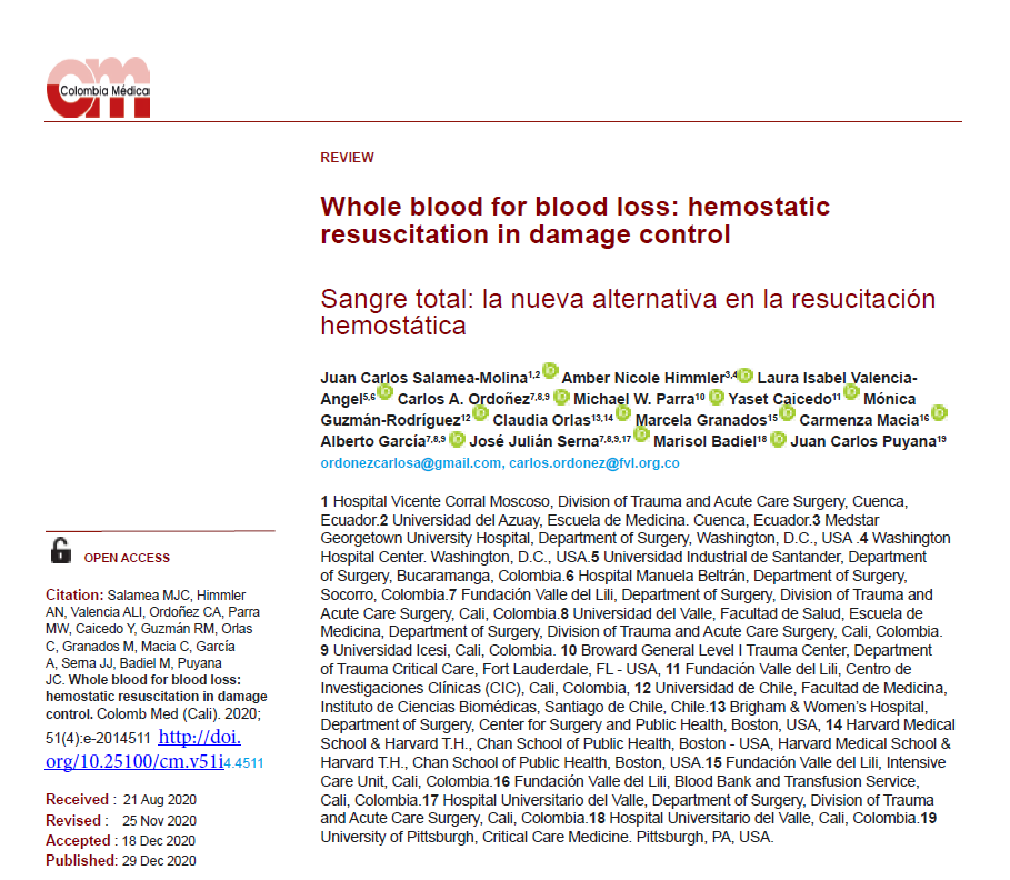 Sangre total: la nueva alternativa en la resucitación hemostática - RAI